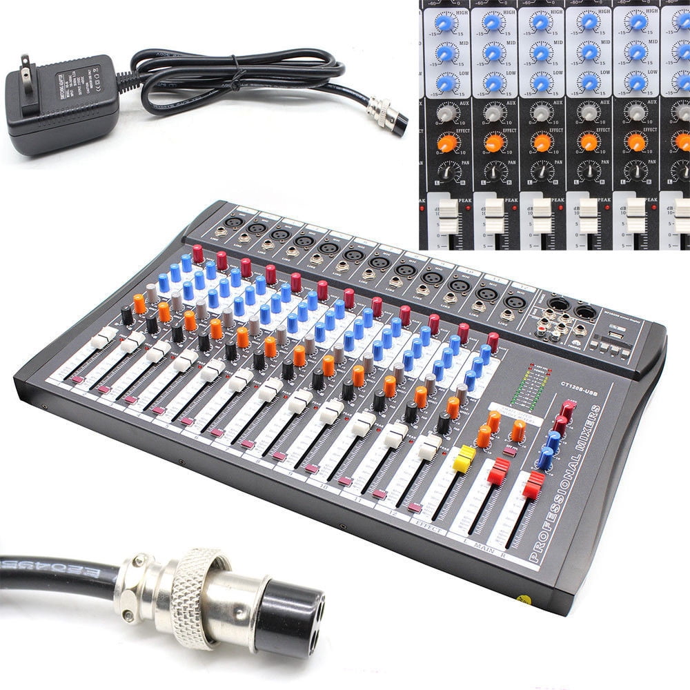 12-Channel Professional Live Audio Mixer Console with USB, XLR & LINE ...