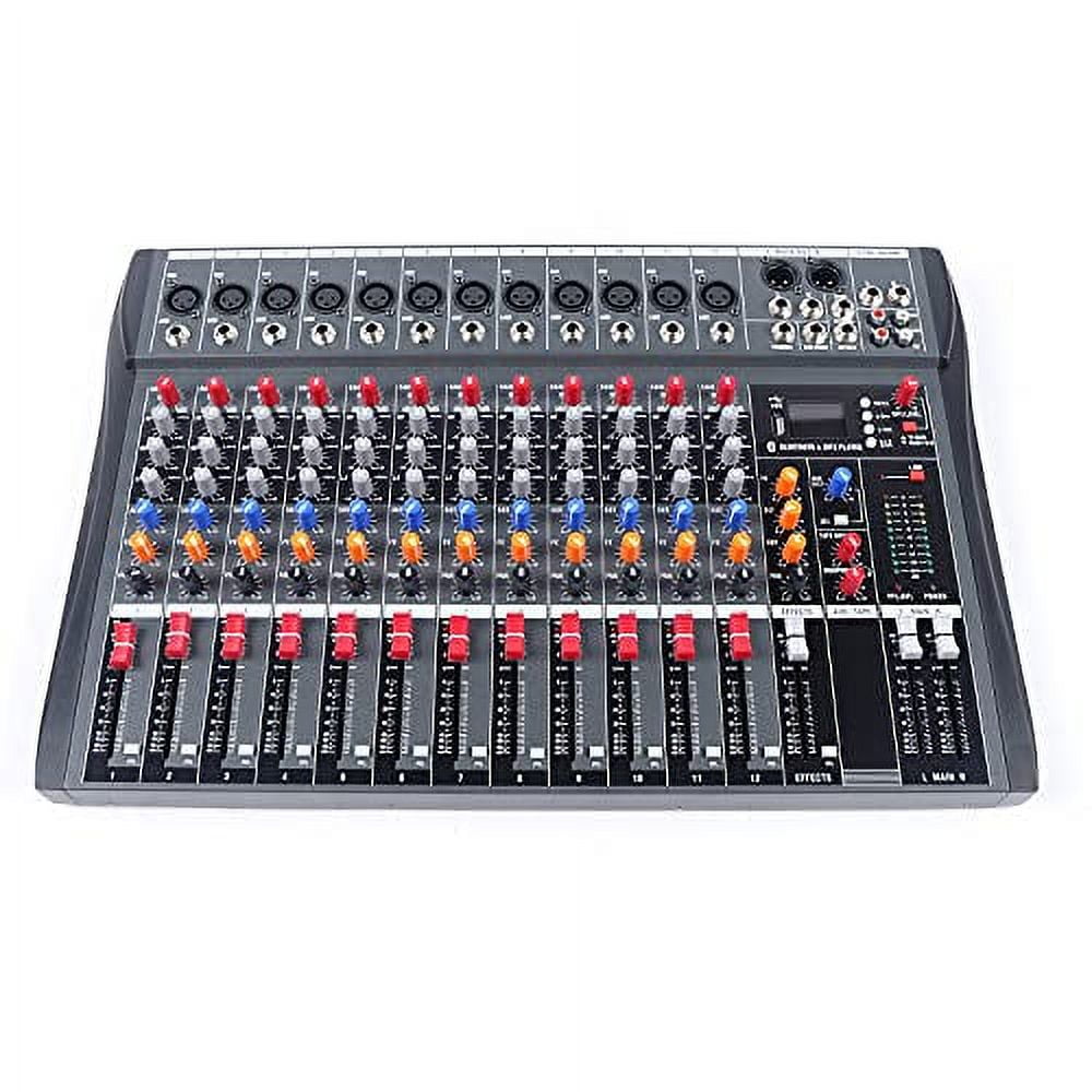 12 Channel Professional Powered Mixer power mixing Amplifier Bluetooth Mixing Console with USB 3 ...