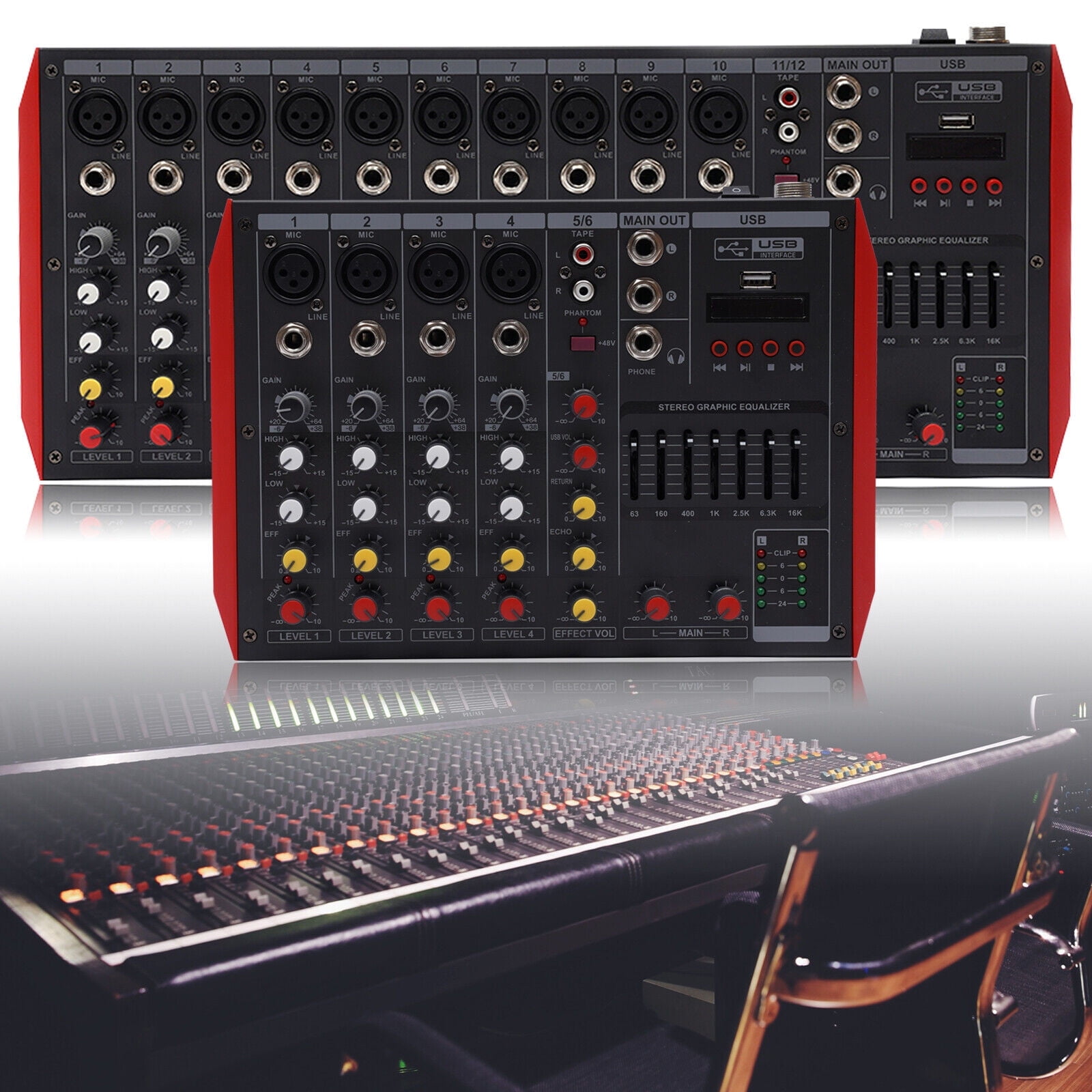 12 Channel USB Bluetooth Live Studio Audio Mixer Power Mixing Console ...