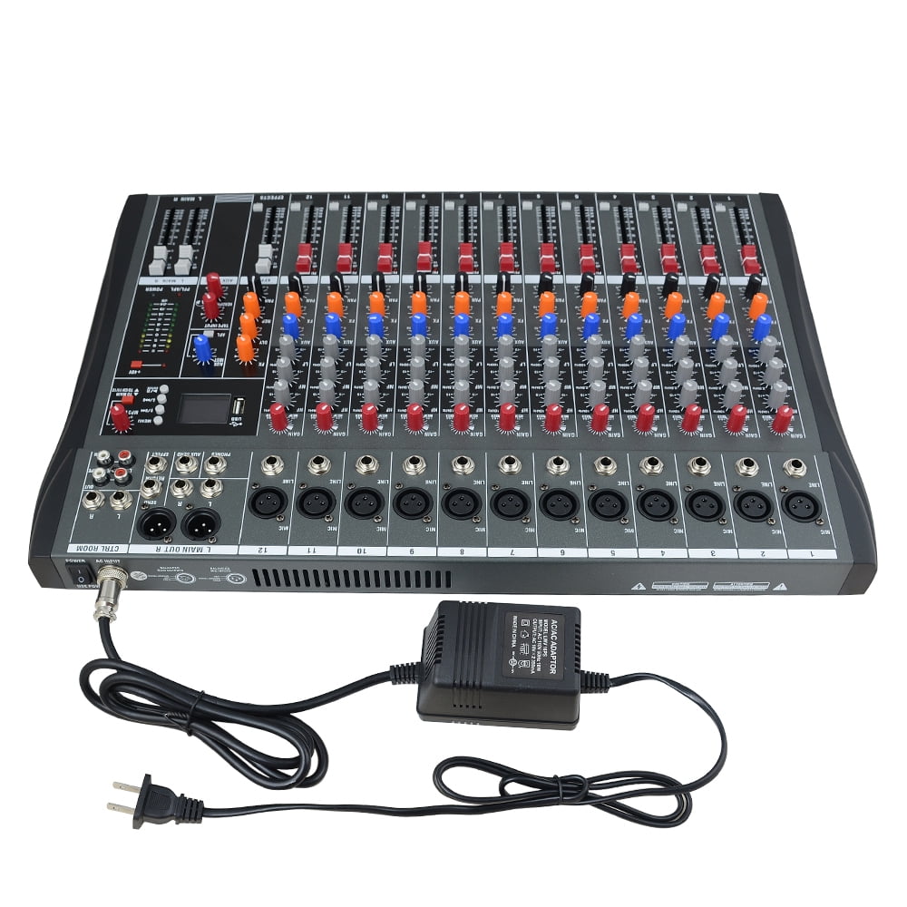 12-Channel USB Digital Mixing Console Mixer Bluetooth Studio Audio ...