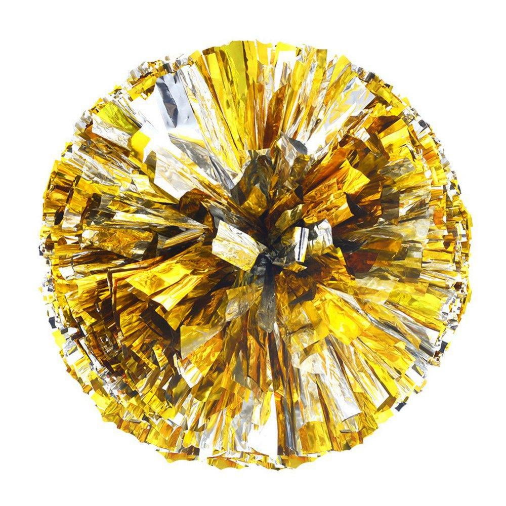 12" Cheerleading Pom Poms Metallic Foil & Plastic Ring, for Cheer Sport ...