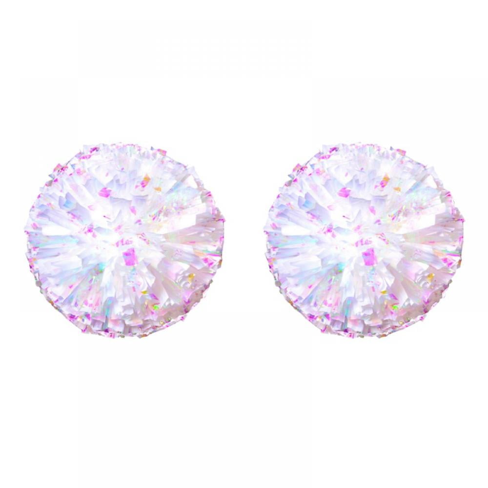 12" Cheerleading Pom Poms for Kids, Metallic Foil & Plastic Ring Pom ...