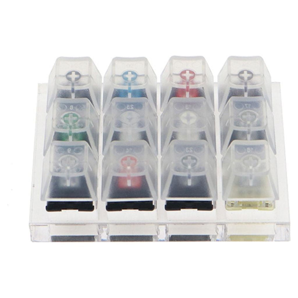 12 Cherry MX Switches Keyboard Tester Kit Clear Keycaps Sampler PCB ...