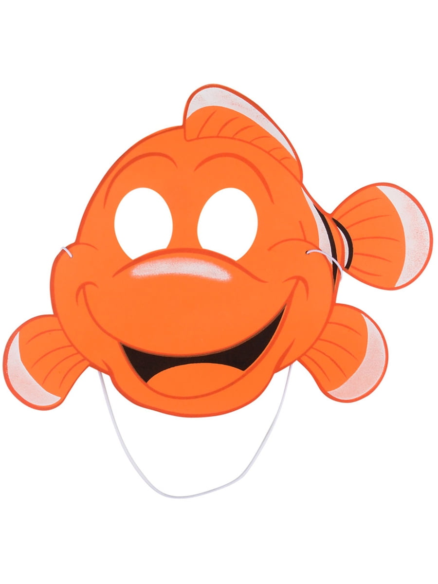 12 Child's Orange Clown Fish Cartoon Foam Mask Nemo Party Costume ...