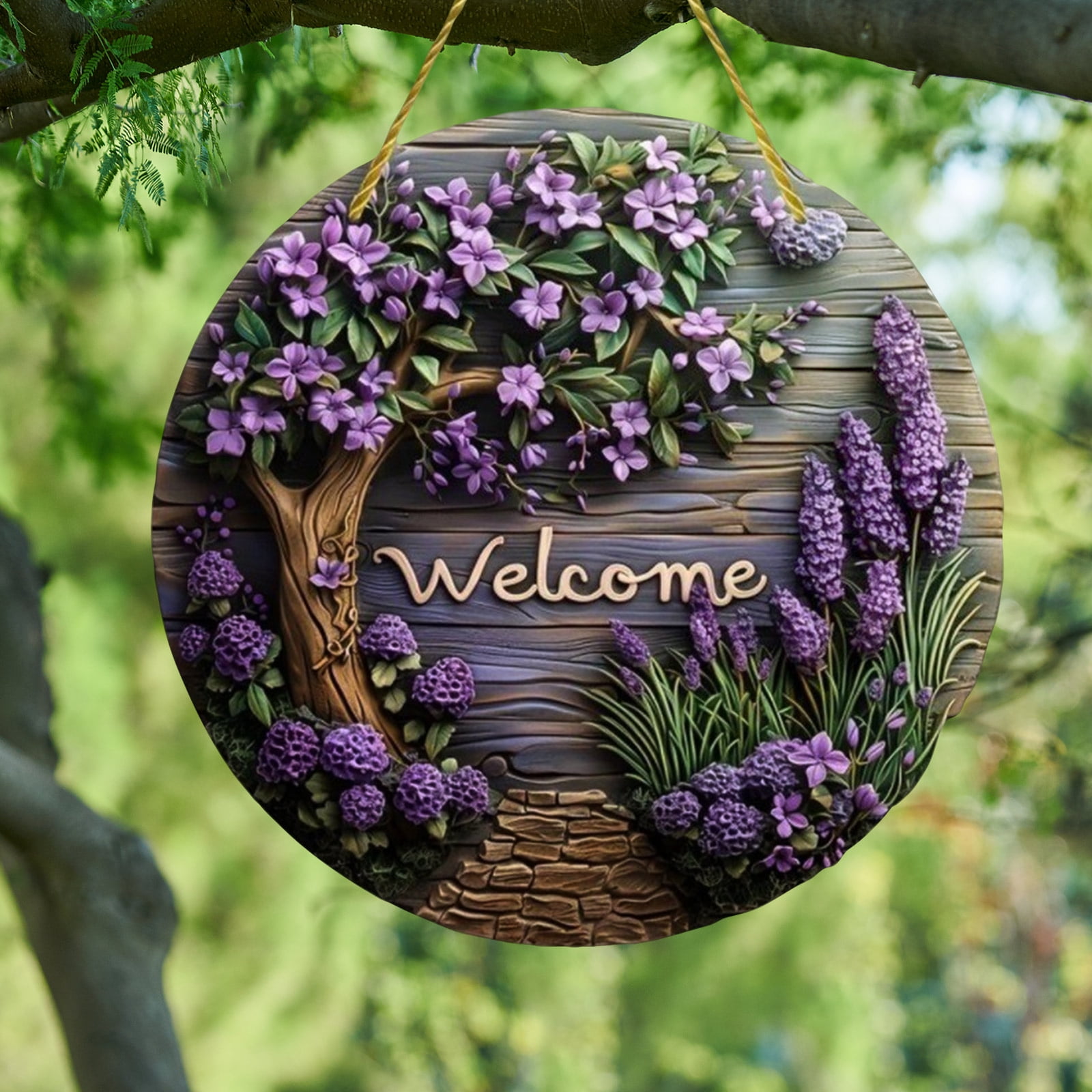 12" Christmas Decorations Indoor and Outdoor Hello Door Sign - Round ...