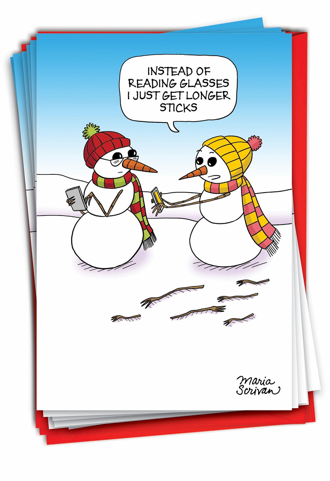 12 Christmas Greeting Cards (1 Design, 12 Cards) - Longer Sticks ...