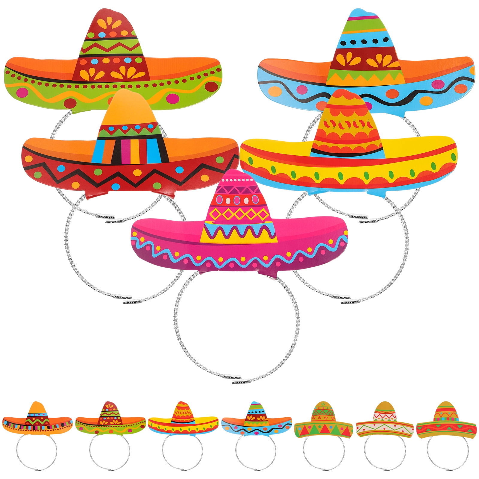Eease 12 Cinco De Mayo Fiesta Sombrero Headbands, Party Costume ...