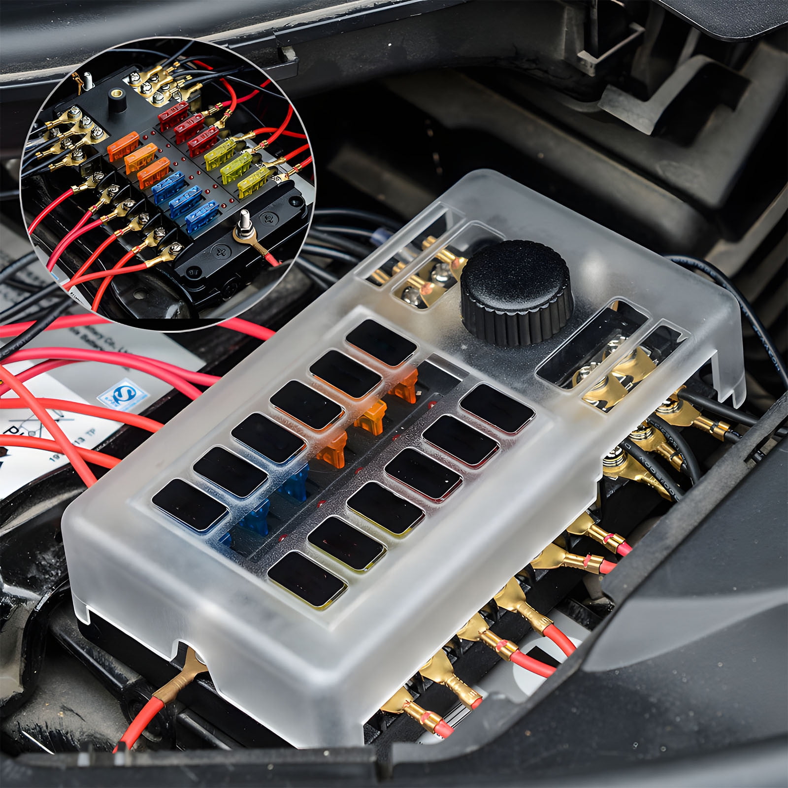 12-Circuit Fuse Box 32V 100A Plug-In Fuse Holder | Automotive RV Marine ...