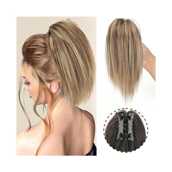 12" Claw Clip Ponytail Extensions Short Straight Multi-Layered Fake ...