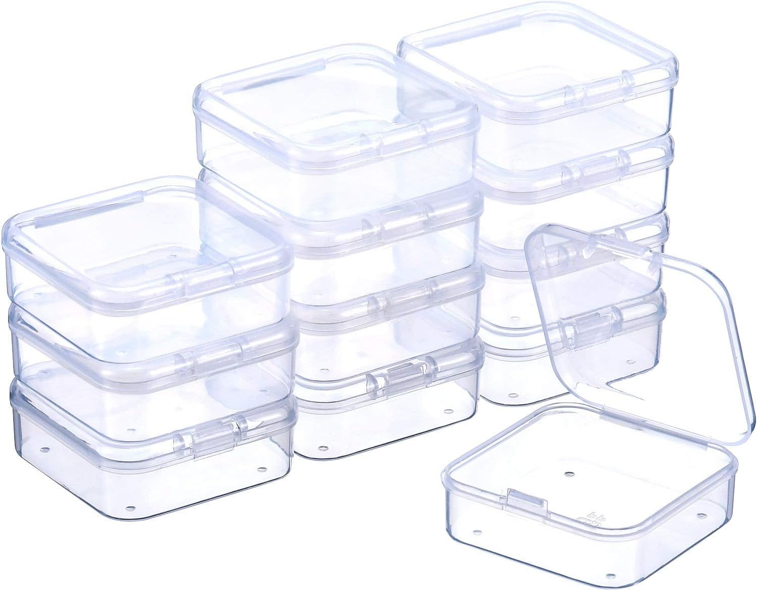 12 Clear Beads Storage Containers Box with Hinged Lid for Beads and (2. ...