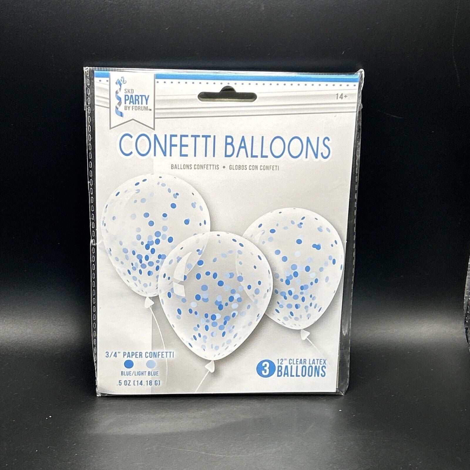 12" Clear Latex Blue Confetti Balloon 3 Balloons By Forum - Walmart.com
