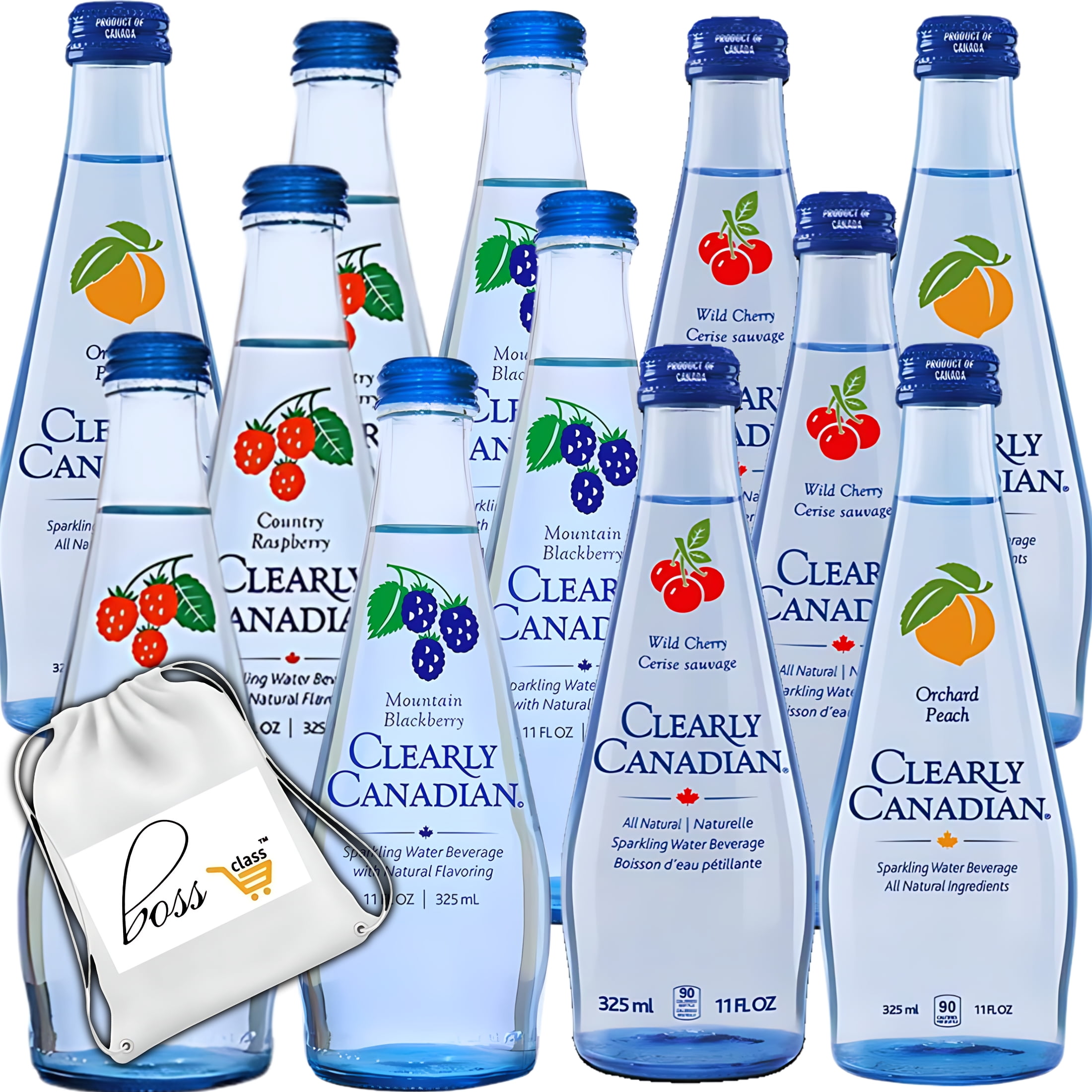 (12) Clearly Canadian Sparkling Water Beverage, 11 Fl oz Variety Pack Naturally Flavored Drinks ...