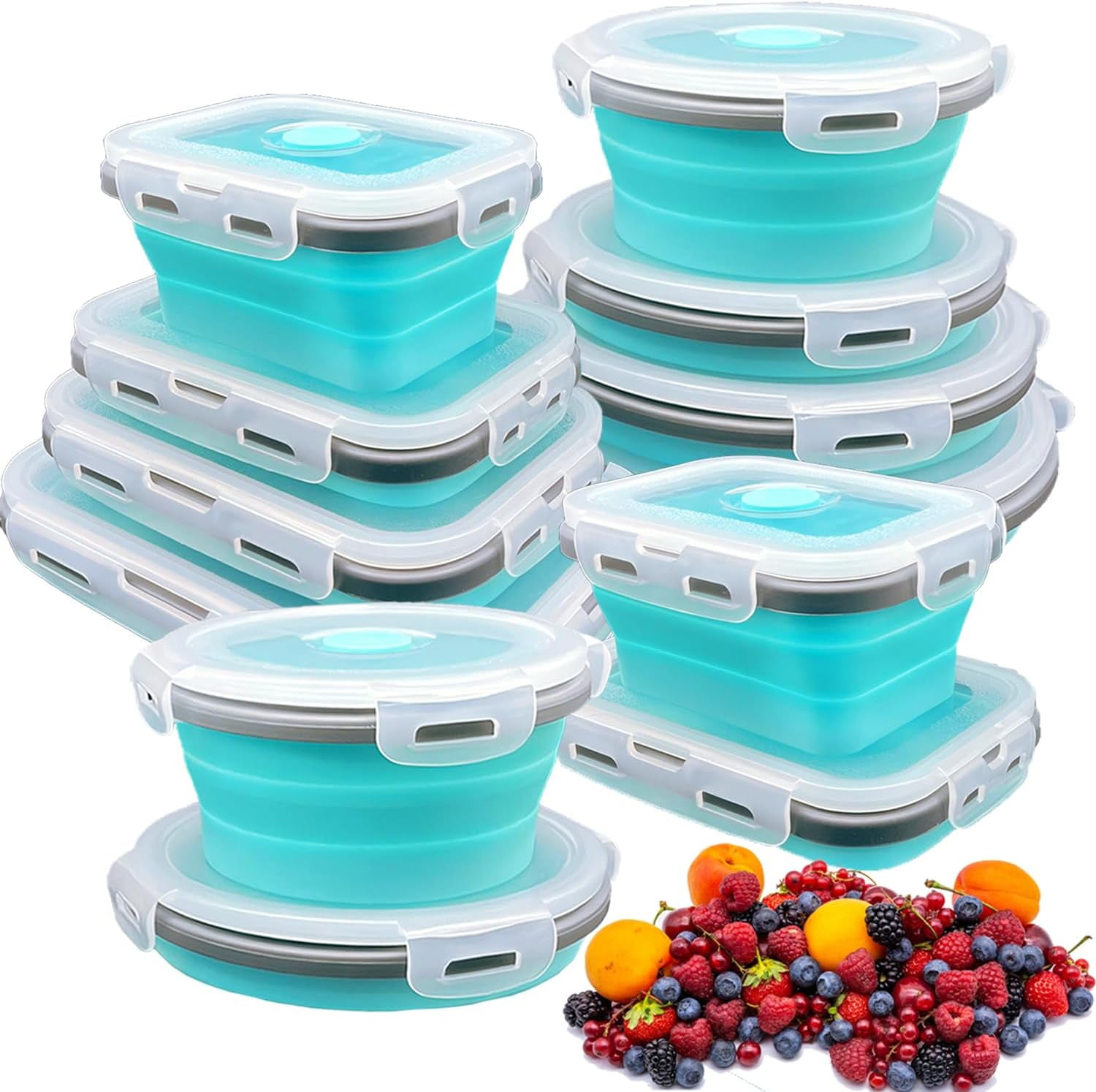 12 Collapsible Food Storage Containers With Lids, Rv Collapsible Bowls ...