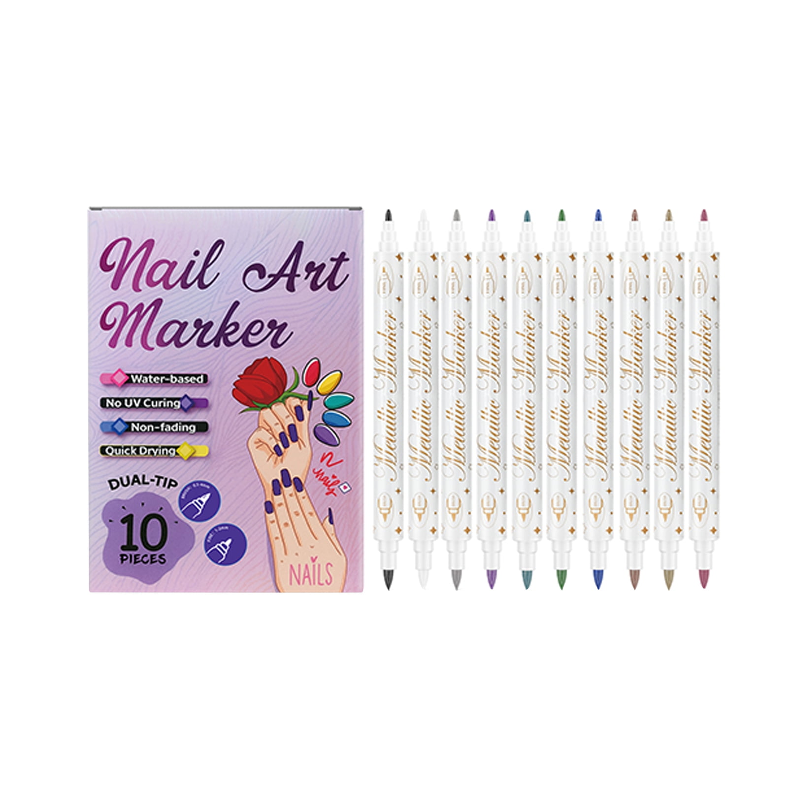 12 Color 3D Nail Markers Kit (2026 New) - Quick Dry Dotting Liner Tools ...