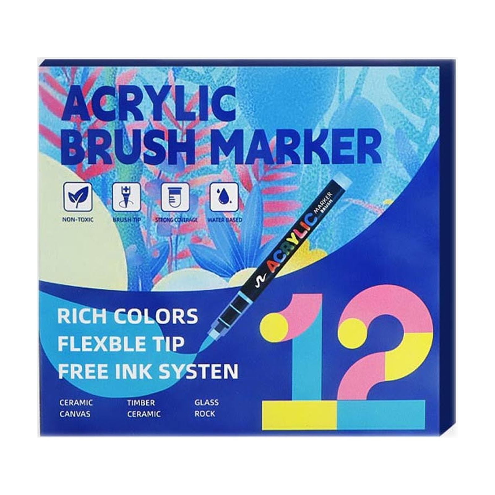 12-Color Acrylic Marker Pen for , Stackable Opaque Art Markers, Direct ...