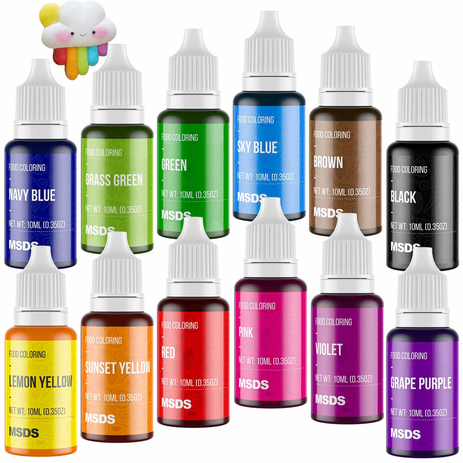 12 Color Cake Food DEF29 Coloring Set, Food Vibrant Food Color Liquid ...