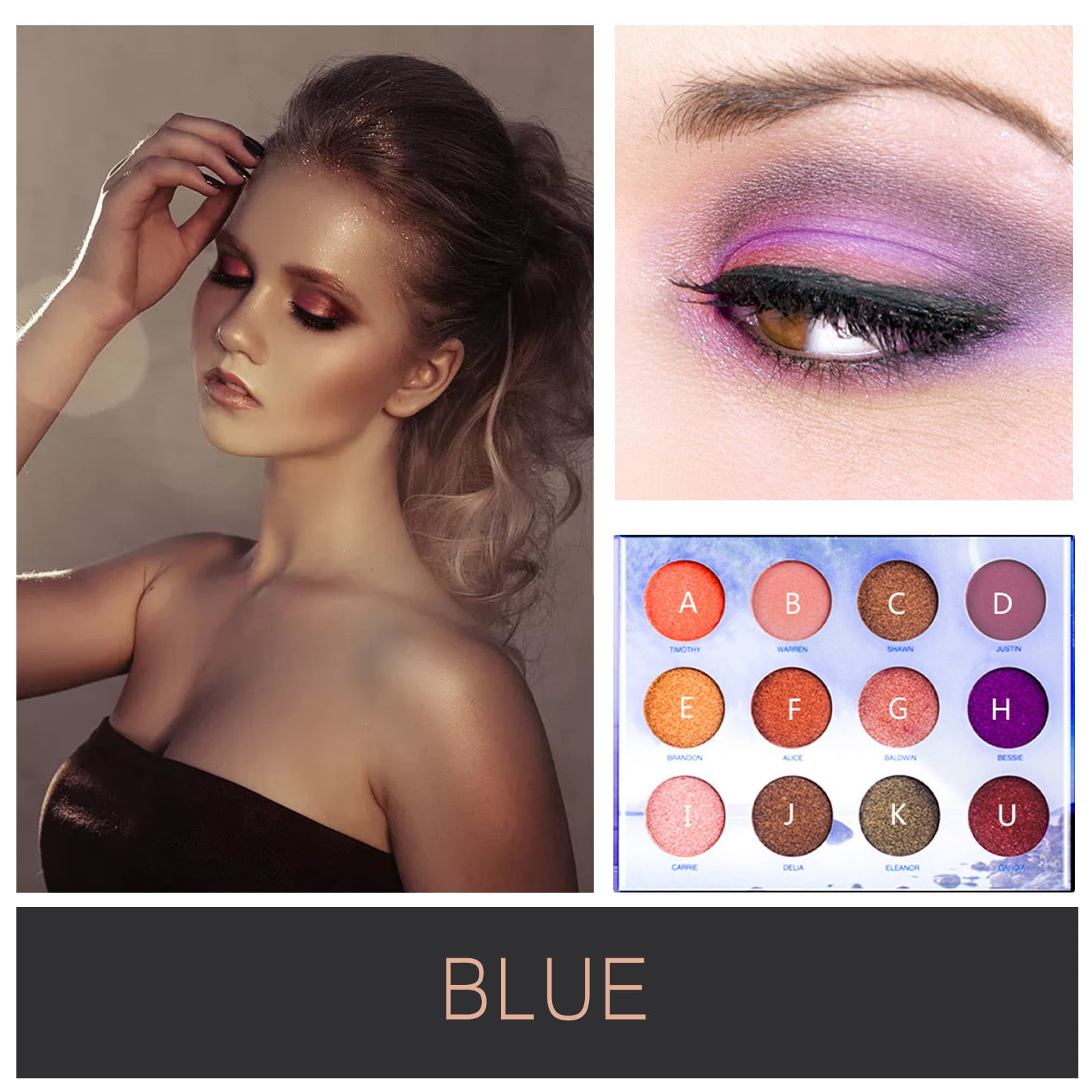 12 Color Eyeshadow Pearlescent Glitter Finish Lasting Makeup Finish ...