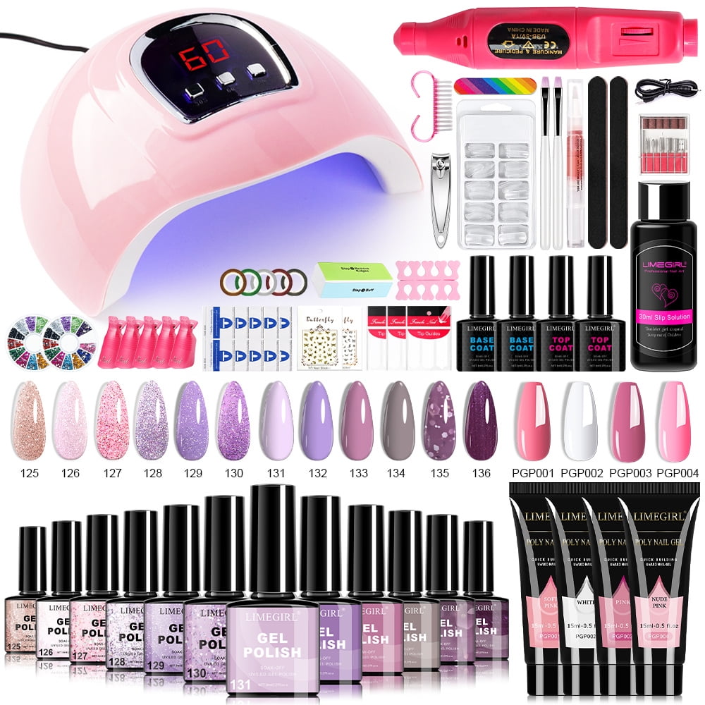 12-Color Gel Nail Polish Kit with UV Light & Electric Nail Drill ...