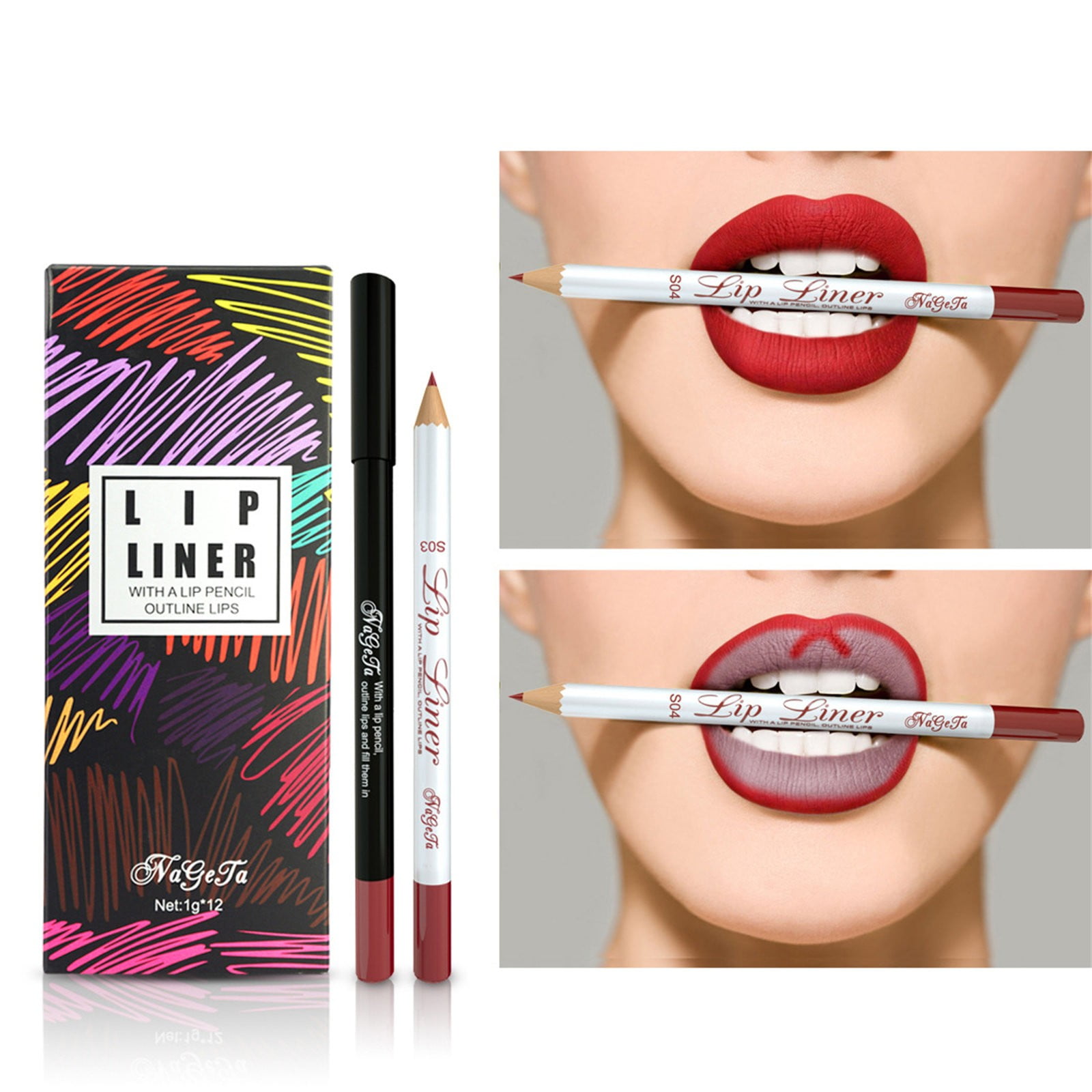 12 Color Lip Liner Pencil, Not Easy To Lose Color Lip Liner Pencil ...