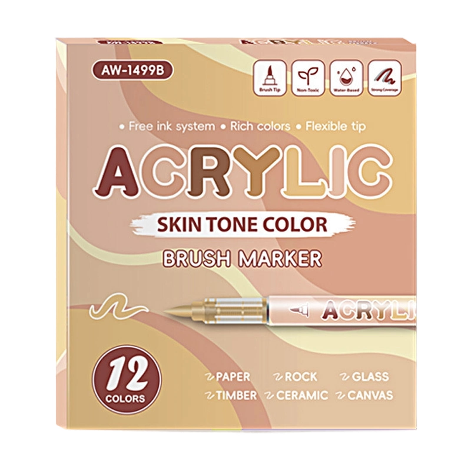 12 Color Liquid Acrylic Paint Marker Acrylic Marker with Soft Brush Tip ...