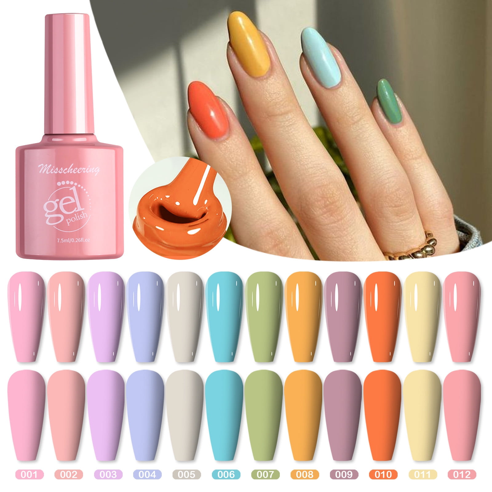 12-Color Macaron Nail Polish Set 7.5ml Each, Long-Lasting Creamy Candy ...
