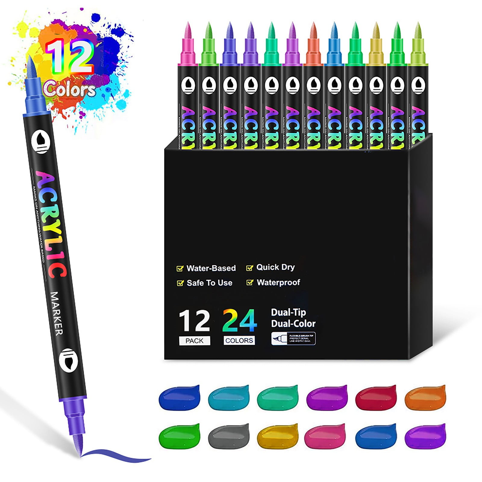 12 Color Outline Markers Double Line Shimmer Markers Glitter Markers ...