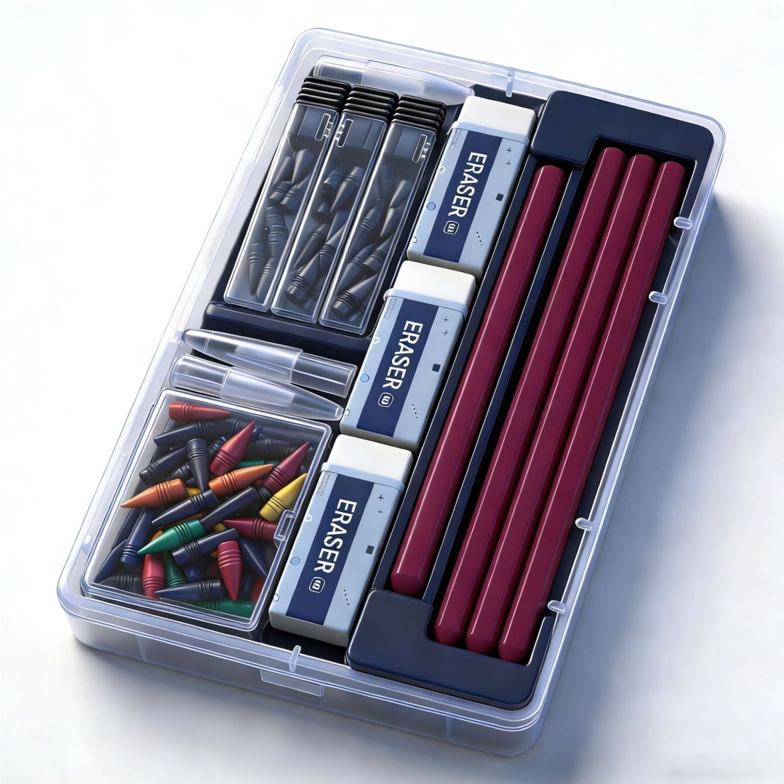12 Color Pencil Erasers Set, Metal Alloy Writing Tool, No Sharpening ...