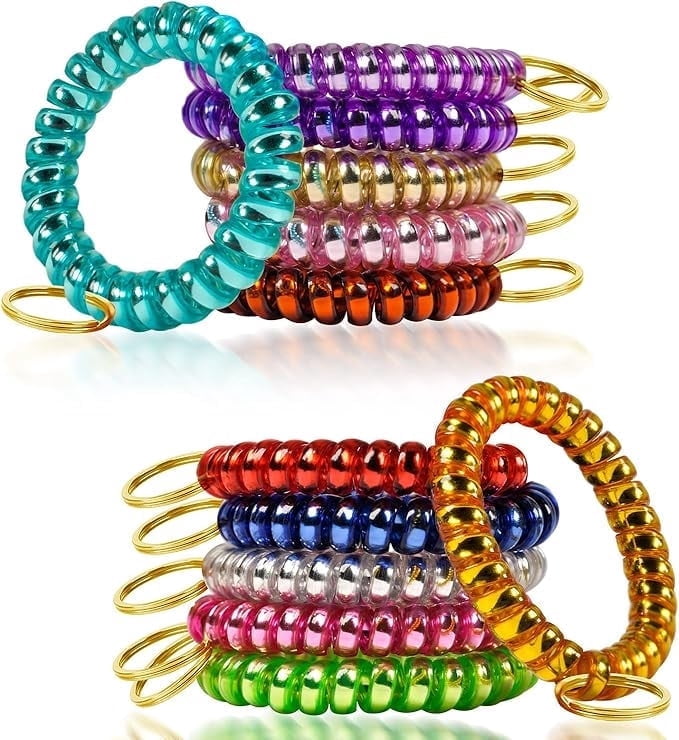 12-Color Stretchable Wristband Keychain,Wristband Key Ring Chain, Wrist ...