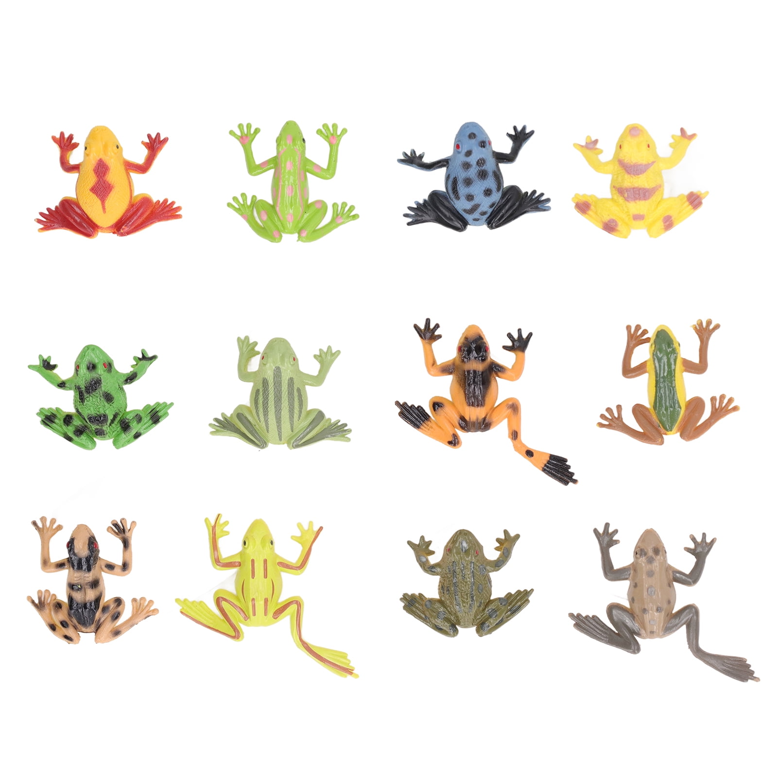 12 Colorful Plastic Frog Models Tropical Simulation Frogs Animal ...