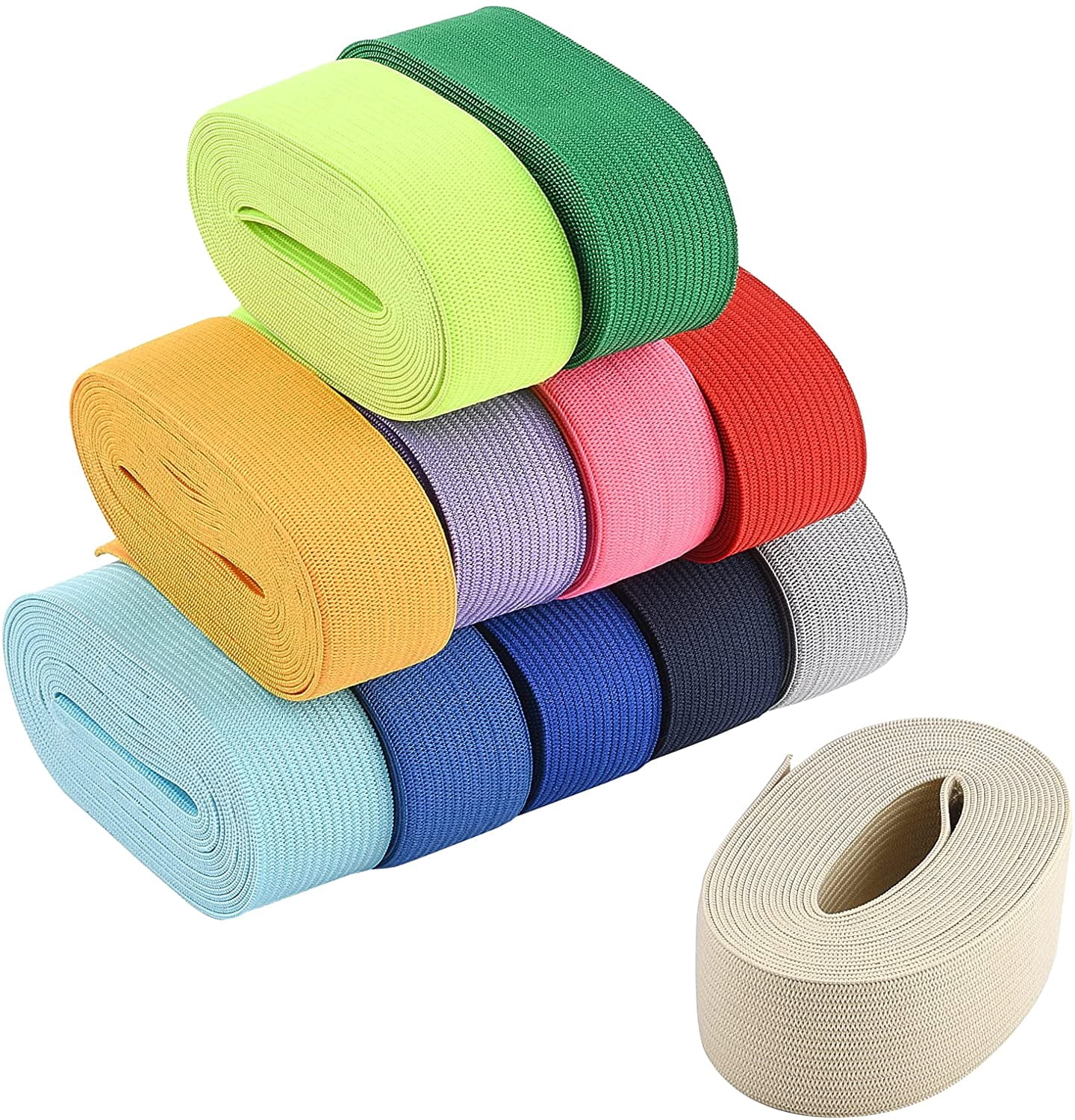 12 Colors 32.8 Yards Ribbon Elastic 1" Wide Stretch Sewing Craft ...