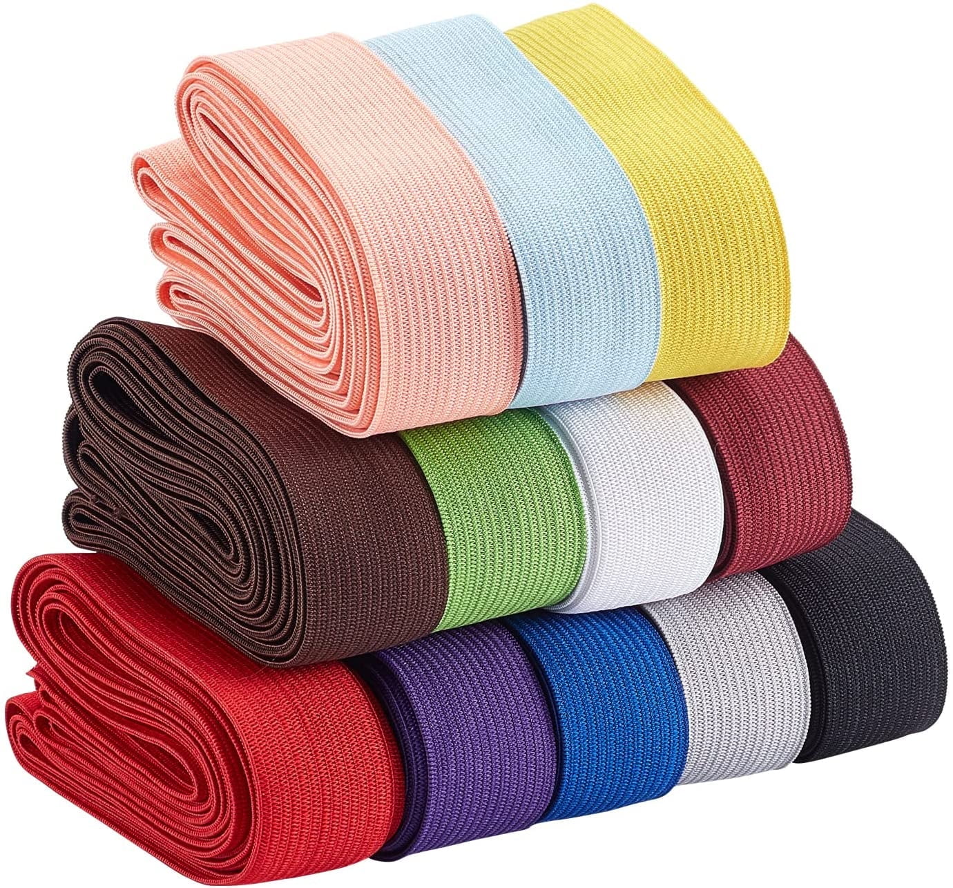 12 Colors 32Yards Elastic Band 1 Inch/25mm Ribbon Stretch Elastic for ...