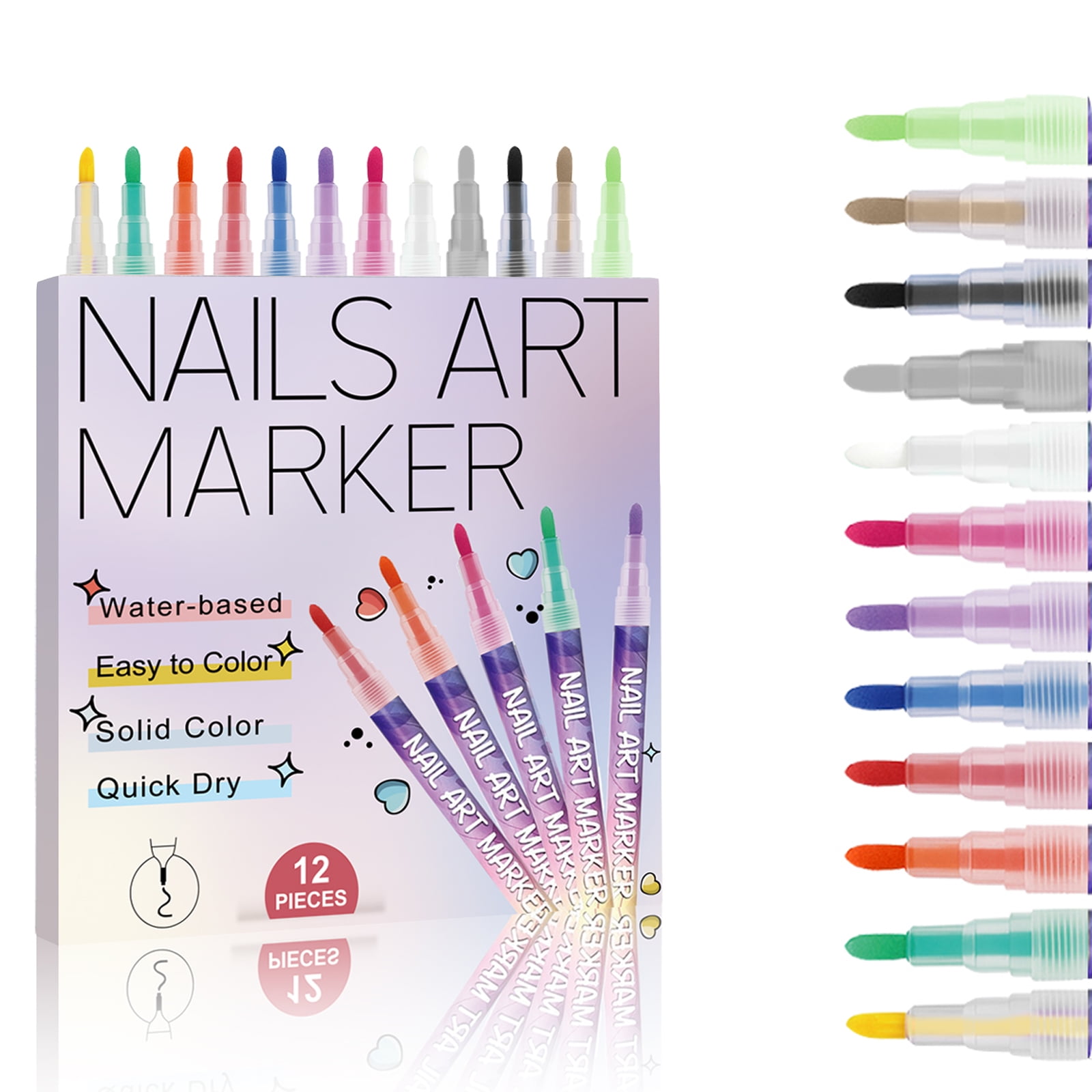 12 Colors 3D Nail Polish Pens for Painting, Nail Art Pens Set, 2025 ...