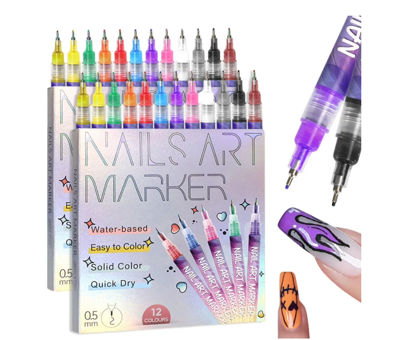 12 Colors 3D Nail Polish Pens for Painting, Nail Art Pens Set, 2025 ...