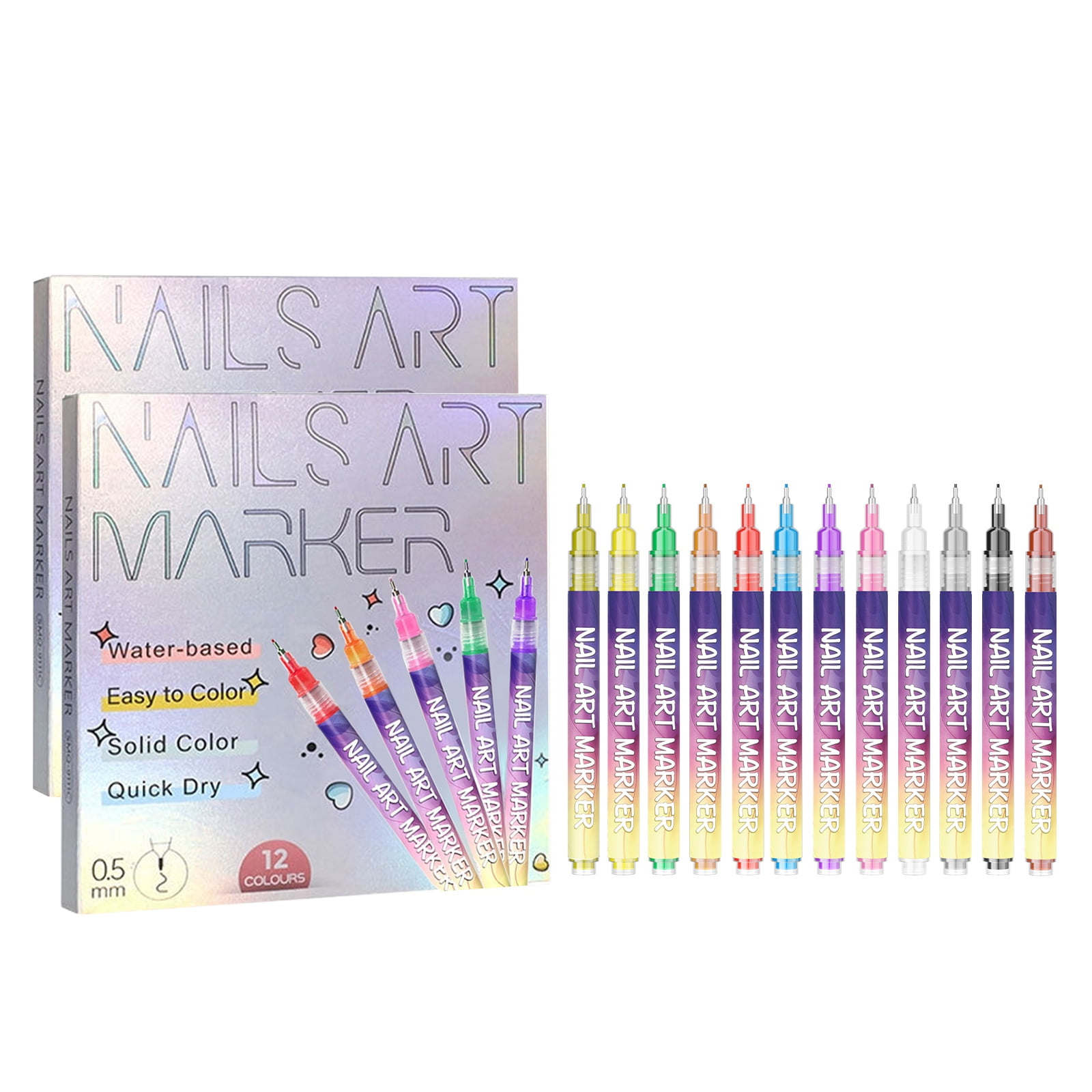 12 Colors 3D Nail Polish Pens for Painting, Nail Art Pens Set, 2026 ...