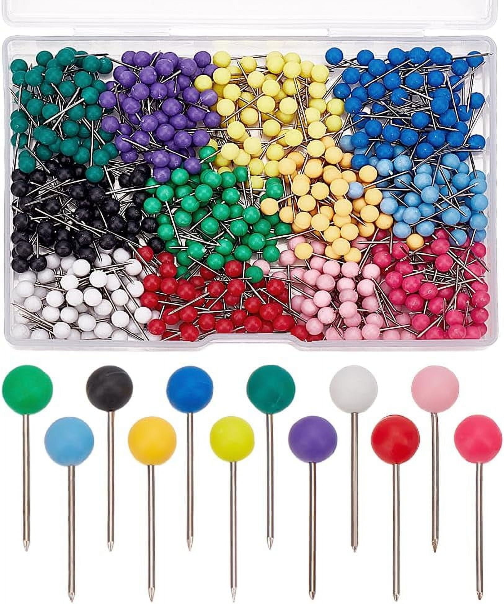 12 Colors 600pcs Map Push Pins Map Tacks 1/8 inch Thumb Tacks Round Head Tacks with Stainless ...