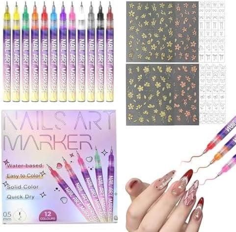 12 Colors Art Pens Set, 0.5mm Fine Tip Art Markers, Quick Dry Pens for ...