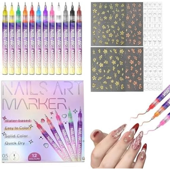 12 Colors Art Pens Set, 0.5mm Fine Tip Art Markers, Quick Dry Pens for ...