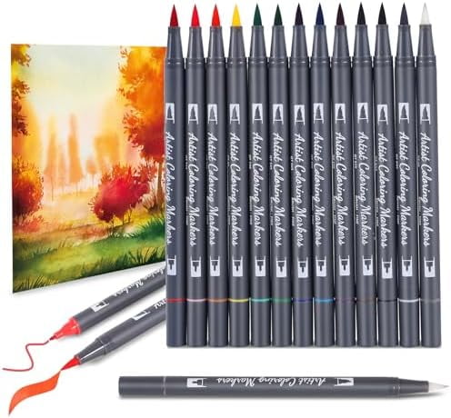 12 Colors Blendable Watercolor Pens 2025 Upgrade Water Based Paint Set ...