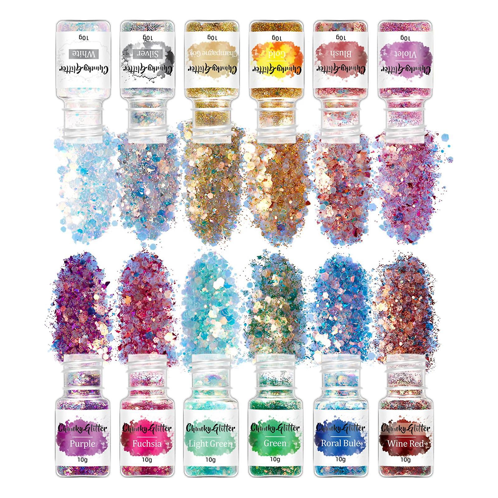 12 Colors Charms Effect Glitter Nail Art Foils Flakes for Beauty Girls ...