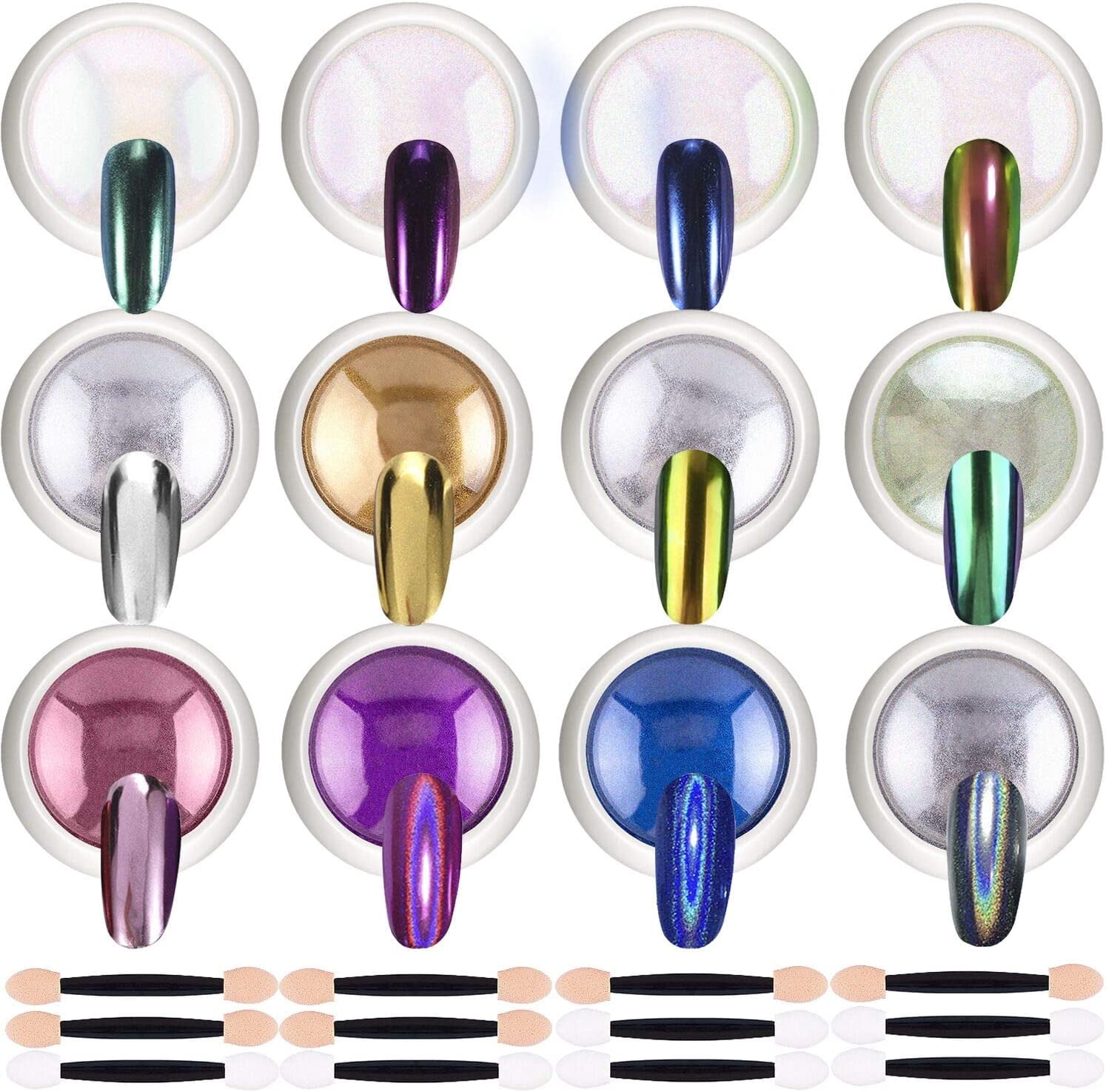 12 Colors Chrome Nail Powder Mirror Effect Nail Art Powder Holographic ...