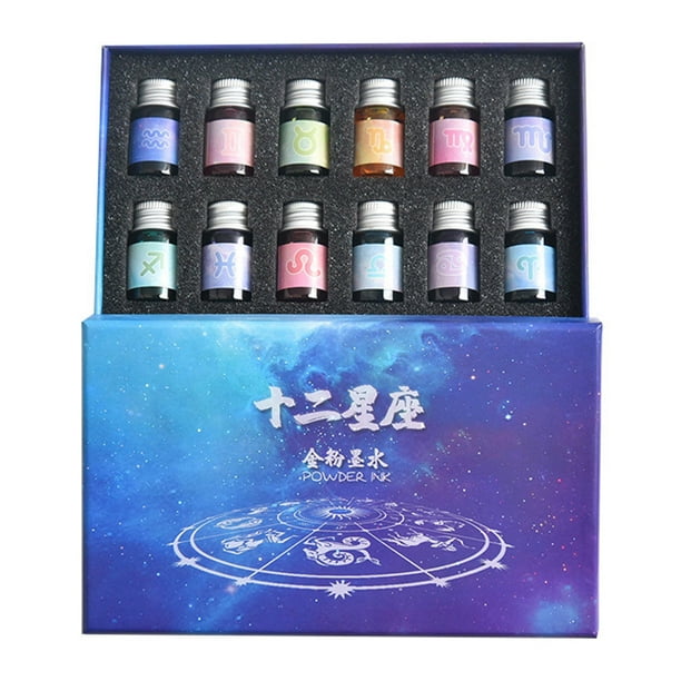 12 Colors Dip Pen Ink Set Fountain Pen Ink Non-Carbon Colored Ink for ...