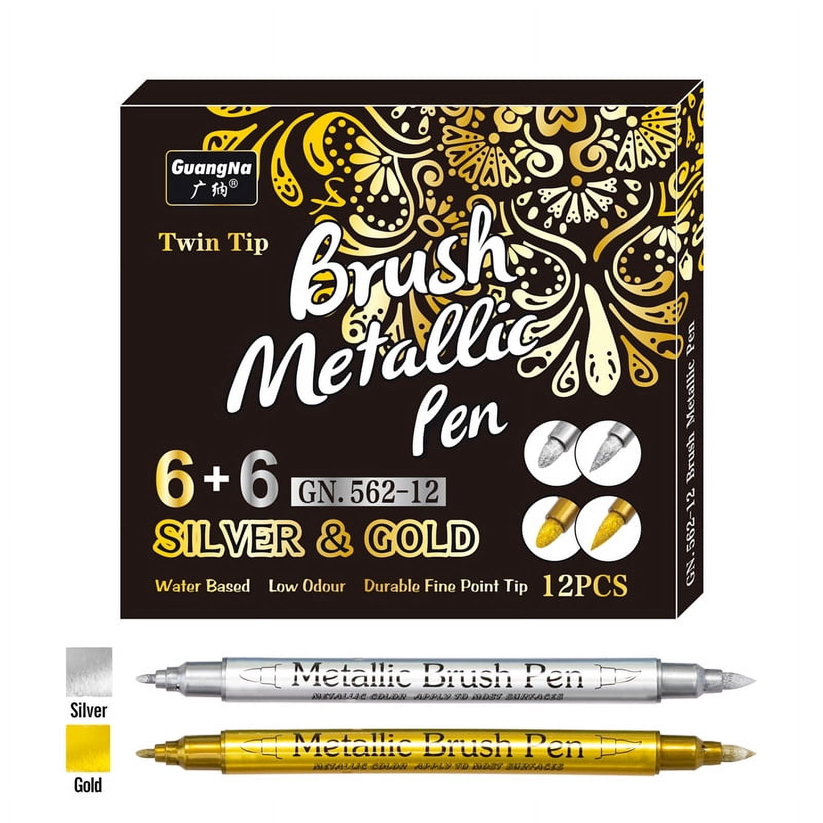 12 Colors Dual Tip Metallic Waterproof Permanent Paint Marker Pens for ...