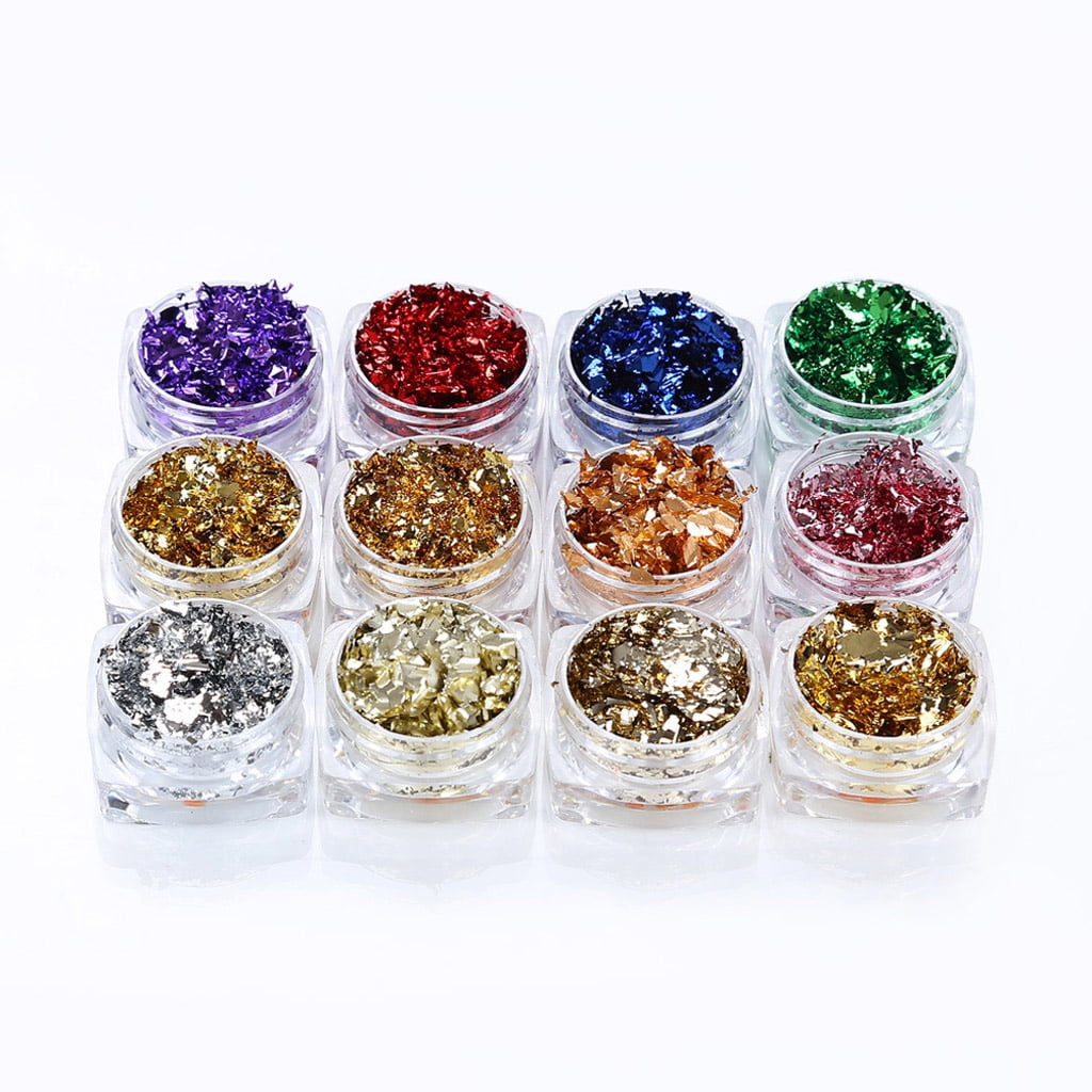 12 Colors Gold Silver Foil Decorative Paper Resin Mold Fillings Shiny ...