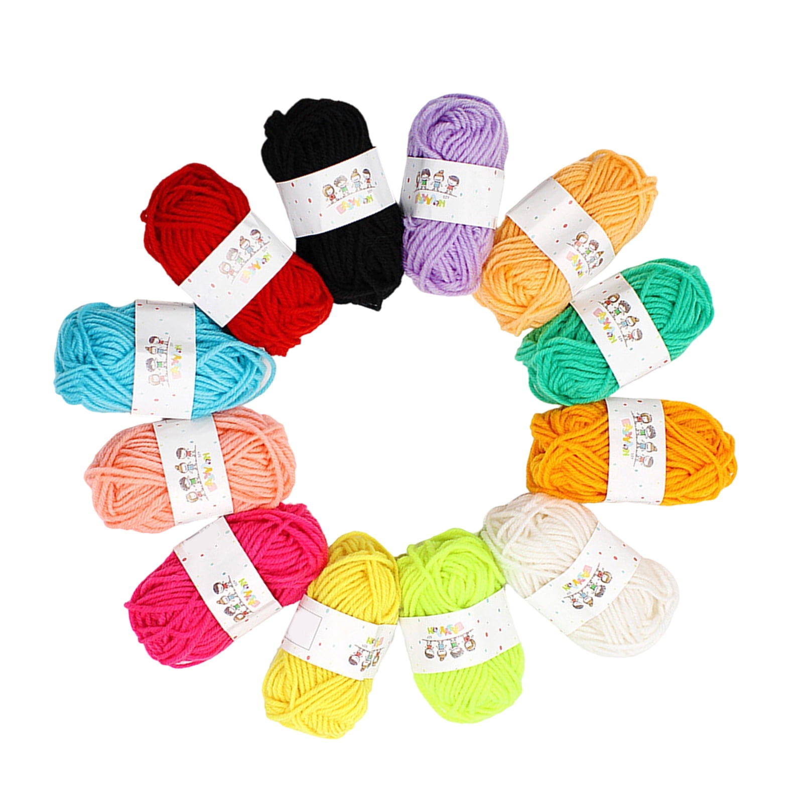 12 Colors Hand Knitting Yarn Colorful Yarn Soft Yarn 4ply Crochet Yarn ...