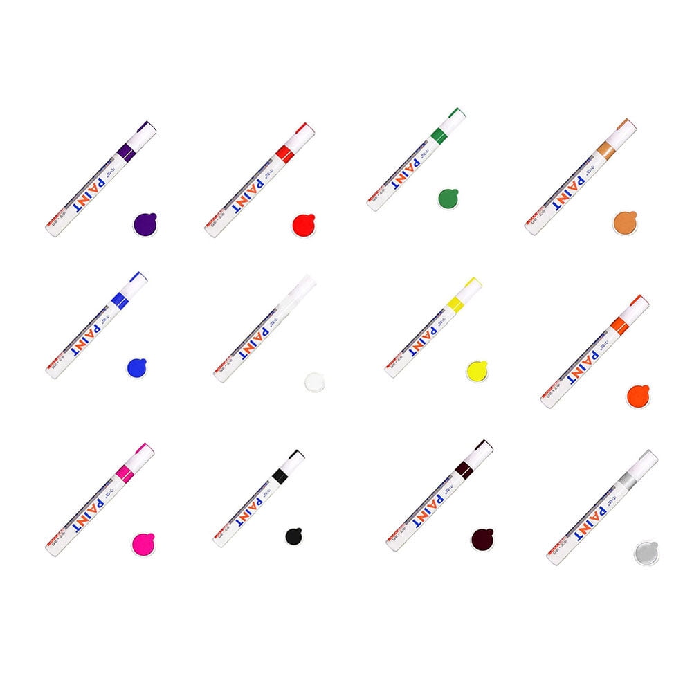 12 Colors Marker Pen Waterproof Pen Car Tyre Tire Tread Rubber Metal ...