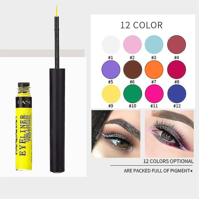 12 Colors Matte Eyeliner Liquid Waterproof Easy To Wear Make Up Matte ...
