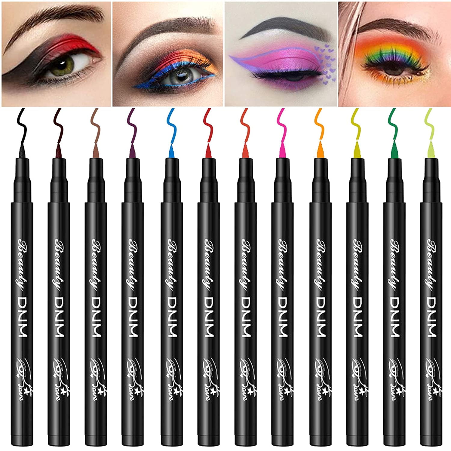 12 Colors Matte Liquid Eyeliner Colorful Set,Black Blue Green Red ...