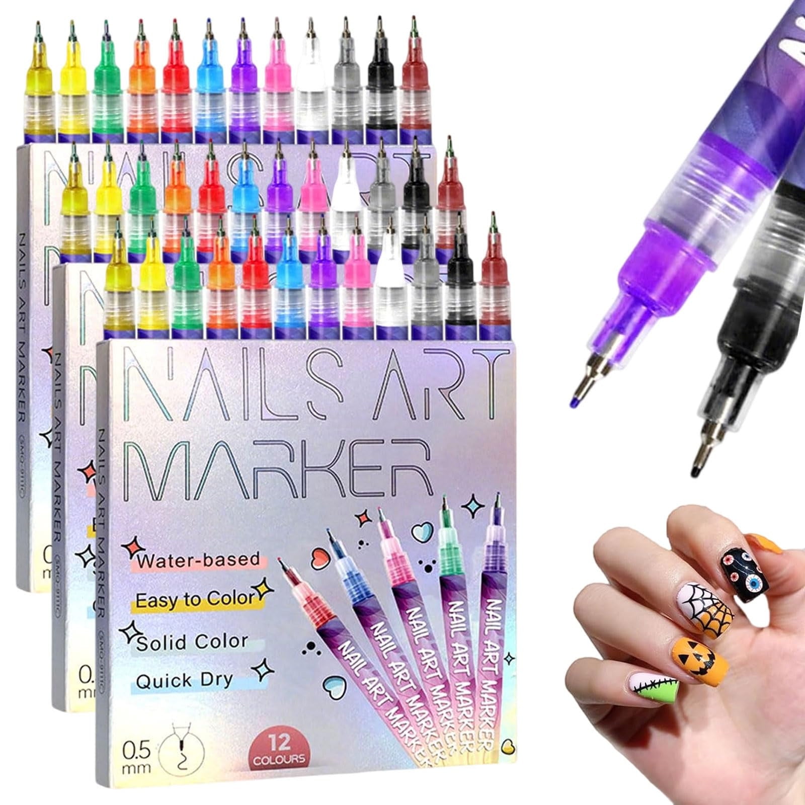 12 Colors Nail Art Marker Pens Set,2027 New Nail Art Markers dor Gel ...