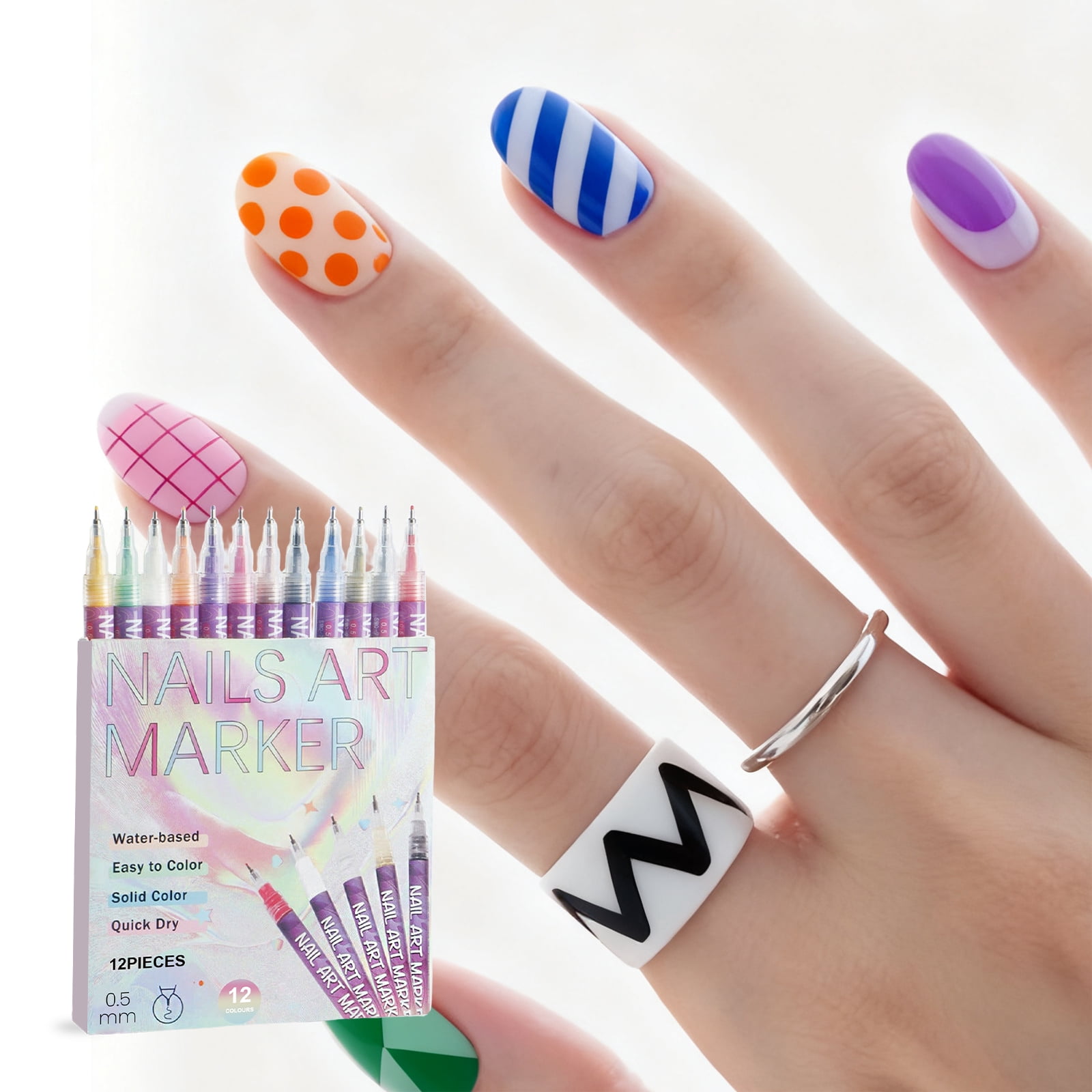 12 Colors Nail Art Pens, Nail Art Markers with Gel Nails, Diy Nails Art ...
