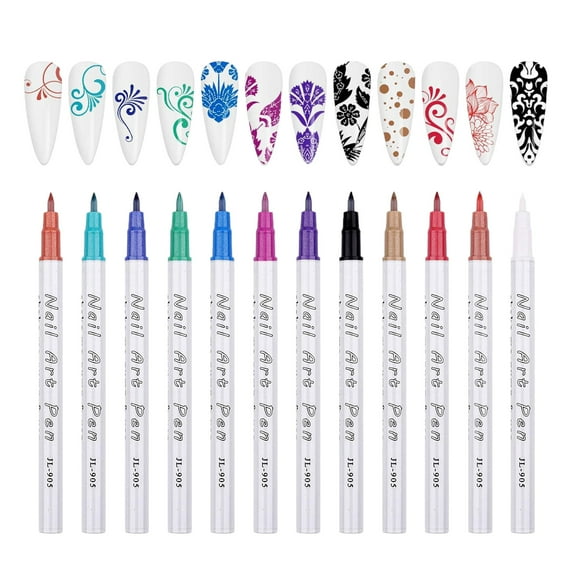 12 Colors Nail Art Pens Set, 2026 New Nail Art Markers for Gel Nails ...